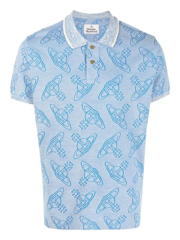 VIVIENNE WESTWOOD Orb Logo-print Organic Cotton Polo Shirt - Blue