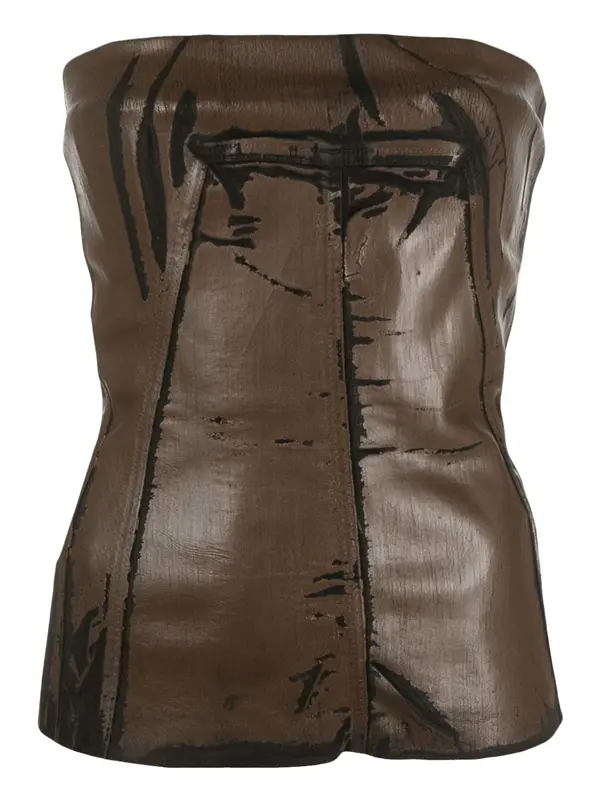 Rick Owens Coated-finish Bustier Top - Brown