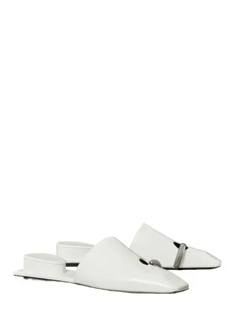 Tory Burch Pierced Leather Mule - Bianco/silver