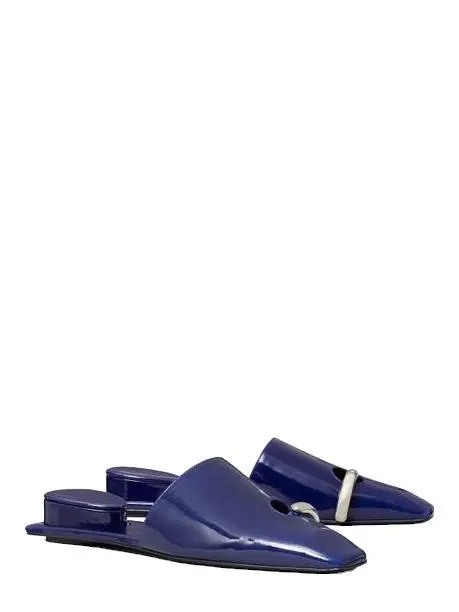 Tory Burch Pierced Leather Mule - Dark Blue/silver