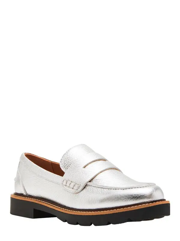 Blondo Waterproof Leather Loafer - Silver Leather