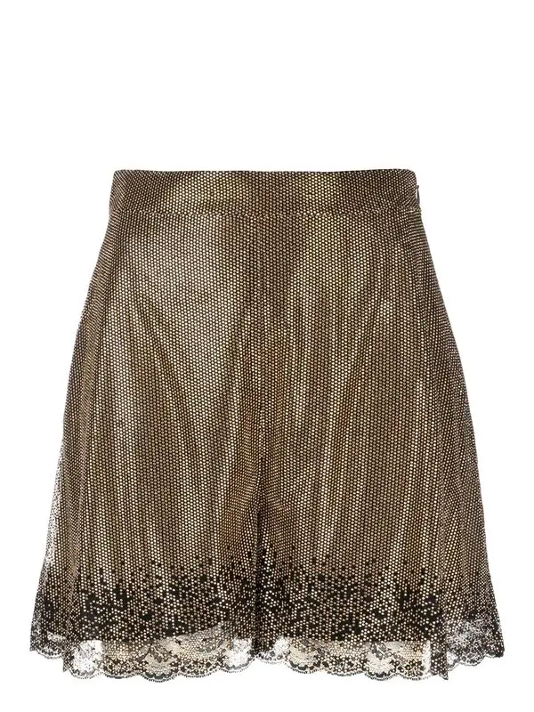Elie Saab Studded Lace Shorts - Gold