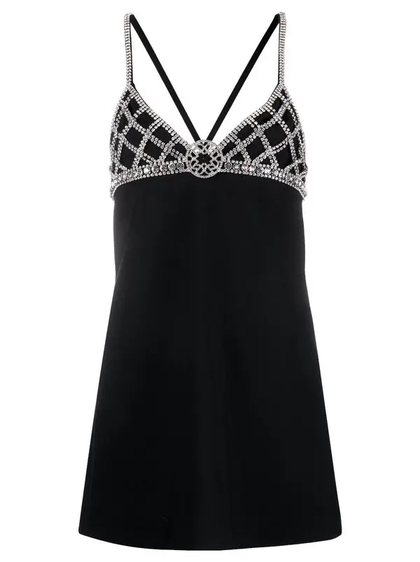 Elie Saab Embellished V-neck Mini Dress - Black