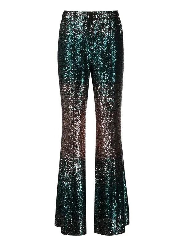 Elie Saab Two-tone Sequin Trousers - Green