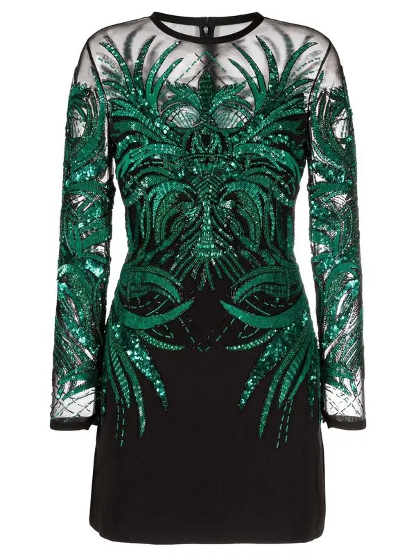 Elie Saab Bead-embroidered Minidress - Green
