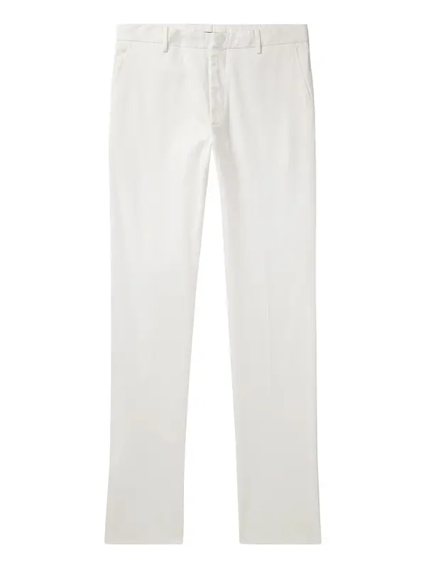 Zegna Slim-fit Straight-leg Stretch-cotton Twill Trousers - White