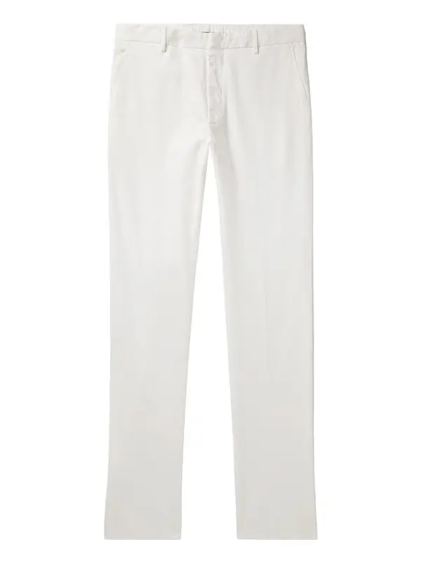 Zegna Slim-fit Straight-leg Stretch-cotton Twill Trousers - White