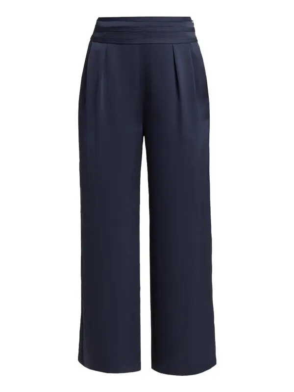 Ramy Brook Joss Cropped Wide-leg Satin Pants - Navy