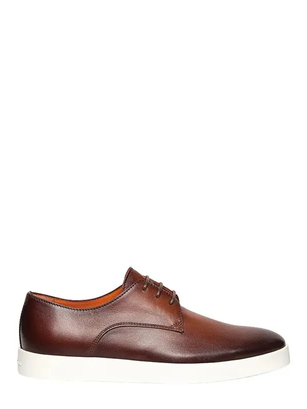 Santoni Leather Lace-up Oxfords - Brown