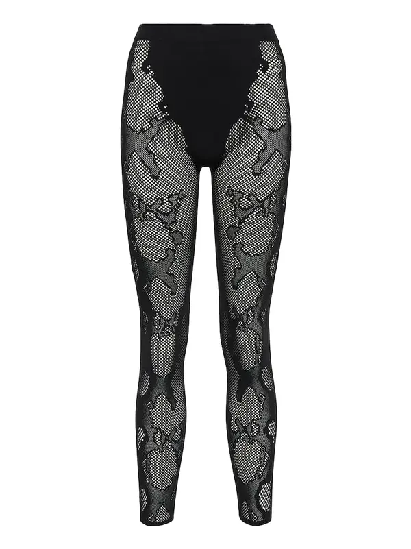 DION LEE Cobra Fishnet Leggings - Black
