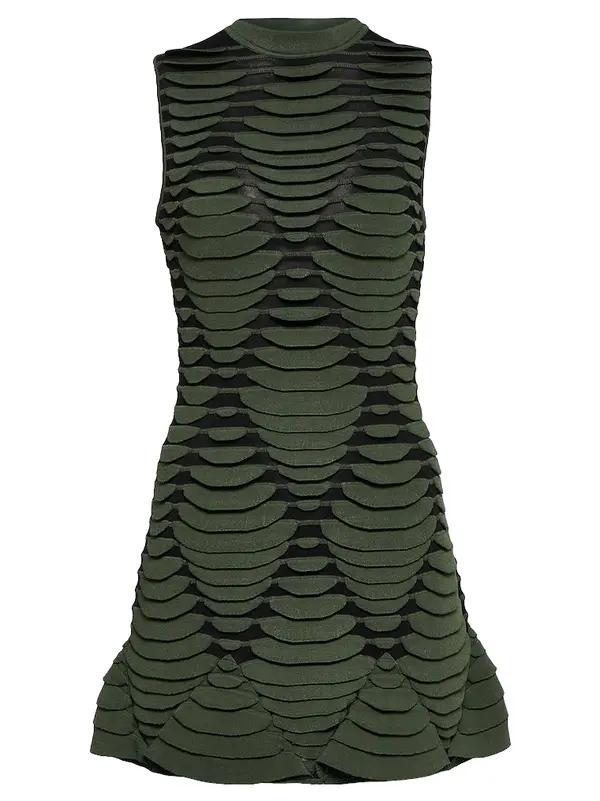 Alaïa Snake-effect Knit Minidress - Green