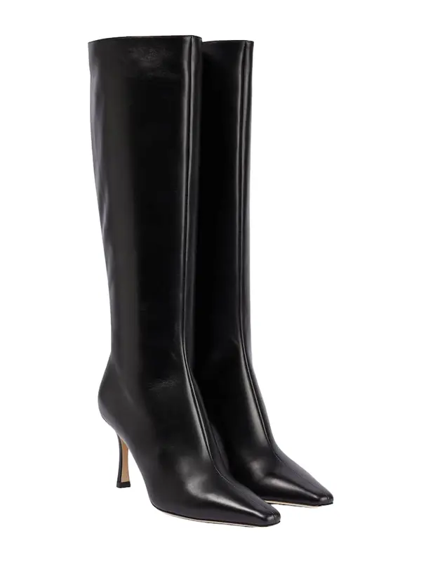 JIMMY CHOO Agathe 85 Leather Knee-high Boots - Black
