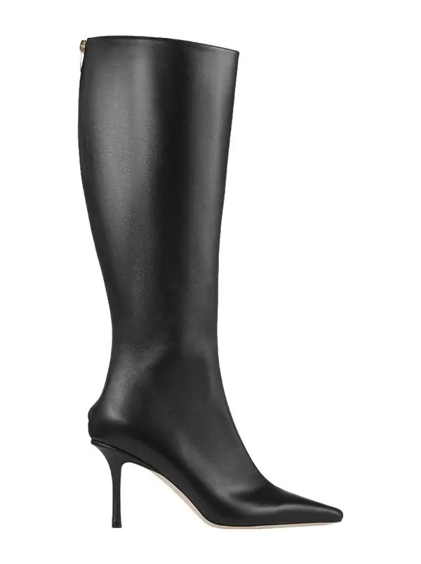 JIMMY CHOO Agathe 85 Leather Knee-high Boots - Black