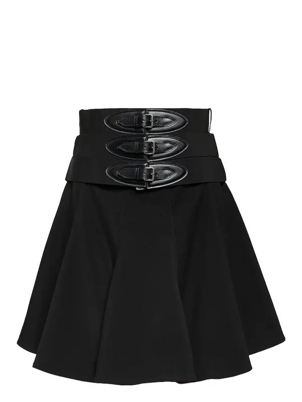 Alaïa Belted Wool Miniskirt - Black