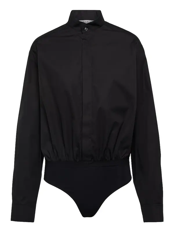 AZZEDINE ALAIA Alaïa Cotton Poplin Bodysuit - Black