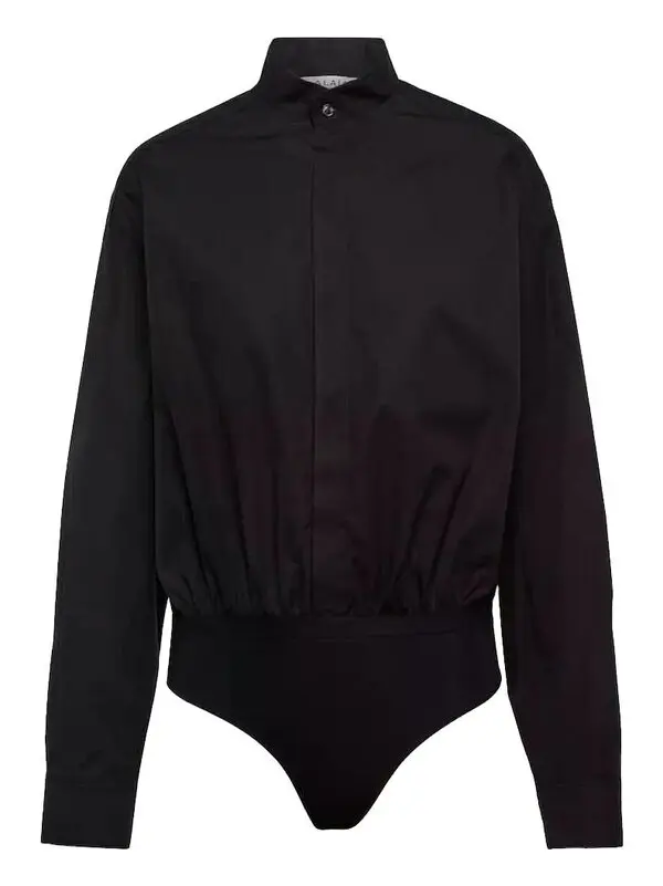 AZZEDINE ALAIA Alaïa Cotton Poplin Bodysuit - Black