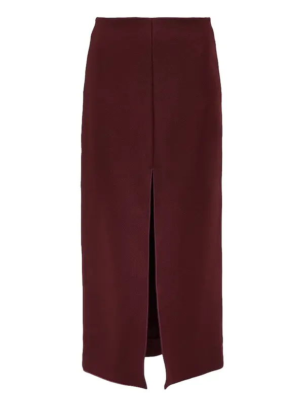 Patou Front-slit Midi Skirt - Red