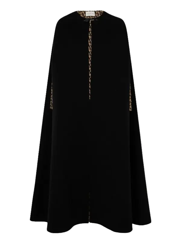 Valentino Garavani Wool And Silk-blend Cape - Black
