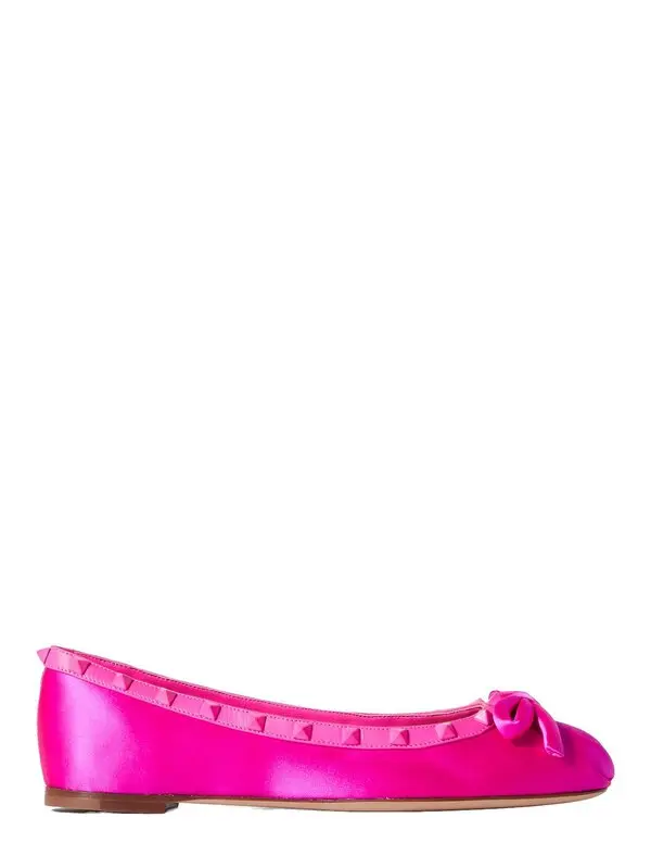 Valentino Garavani Rockstud Bow-detailed Satin Ballet Flats - Pink