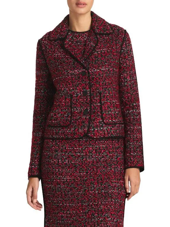 St. John Metallic Bouclette Jacket - Crimson/ Black Multi