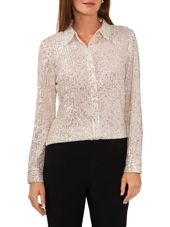 Halogen Sequin Shirt - Silver