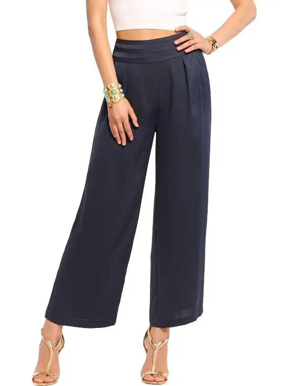Ramy Brook Joss Cropped Satin Pants - Navy