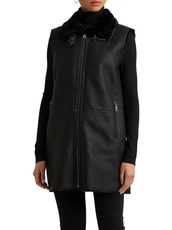 Ralph Lauren Faux Shearling Vest - Black
