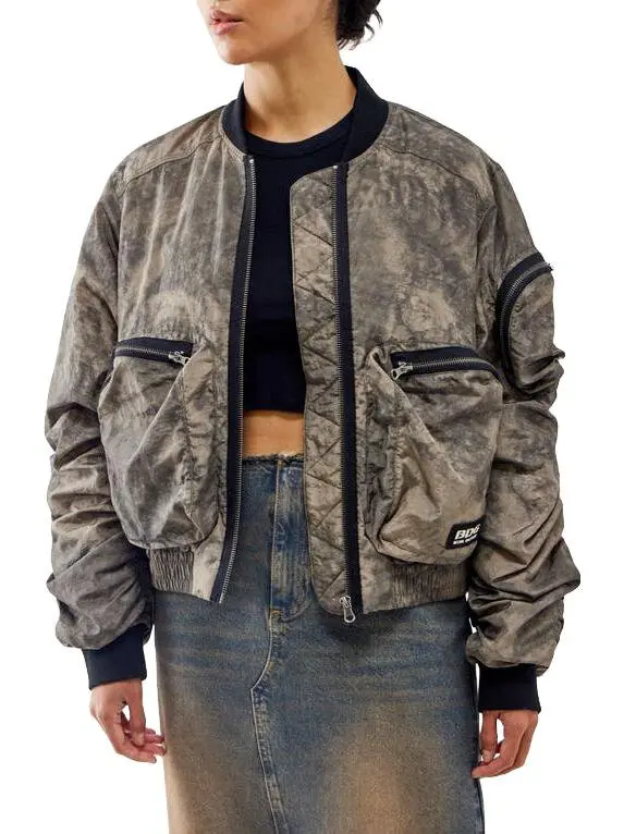 BDG URBAN OUTFITTERS Nylon Utility Bomber Jacket - Dark Grey