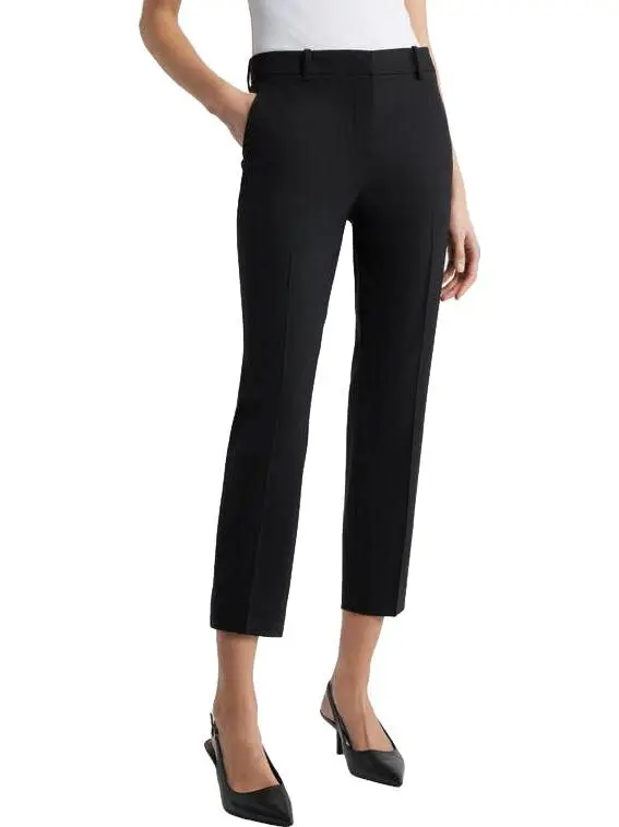 Theory Treeca Wool Blend Crop Trousers - Black