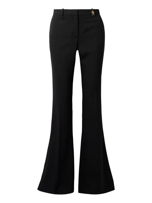 Versace Icons Embellished Wool-blend Flared Pants - Black