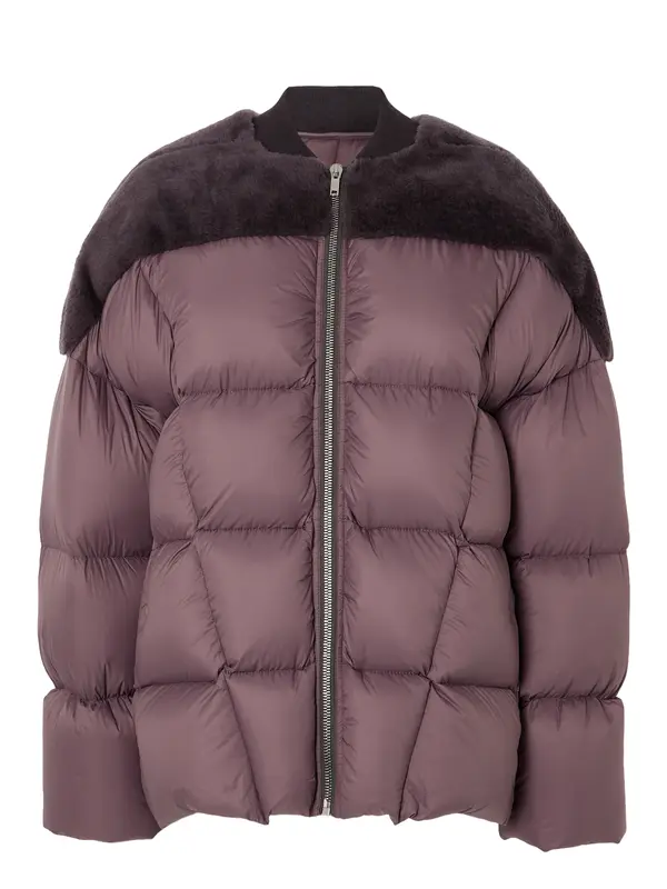 Rick Owens Shearling-paneled Quilted Down Jacket - Purple