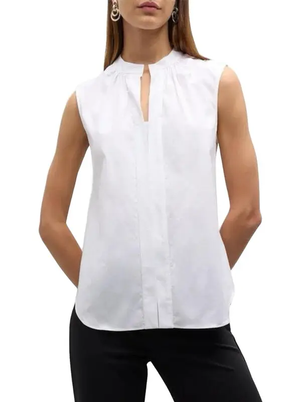 CALLAS MILANO Olympia Sleeveless Split-neck Blouse - White