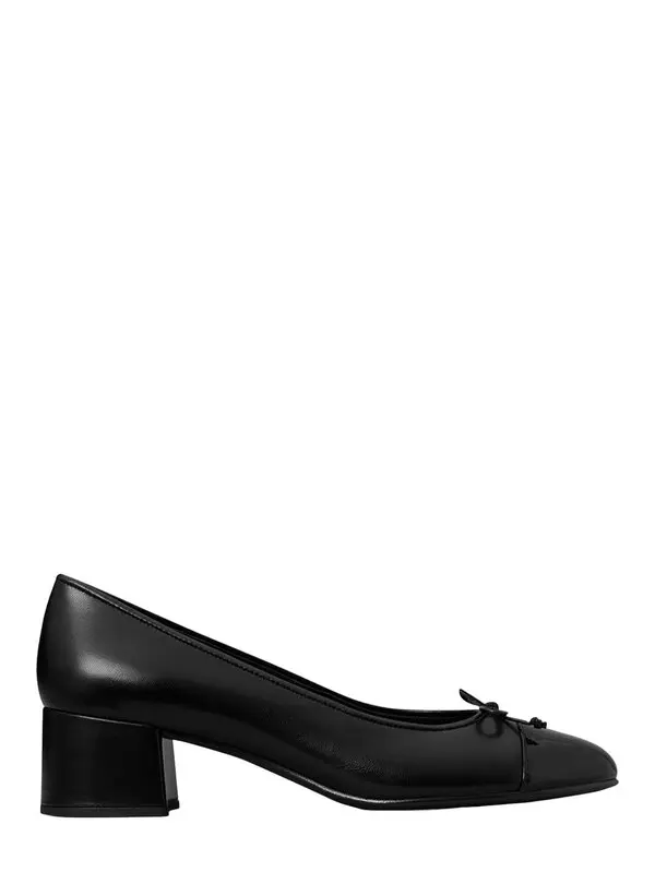 Tory Burch Mixed Leather Cap-toe Ballerina Pumps - Perfect Black  Perfect Black