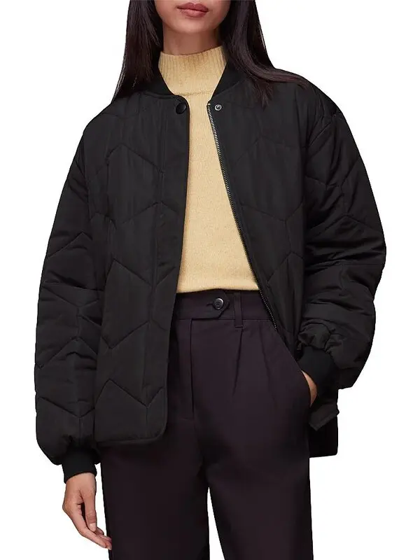 Whistles Ida Short Quilted Coat - Black