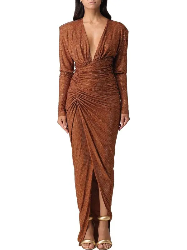 Alexandre Vauthier Long Sleeve Gown - Brown