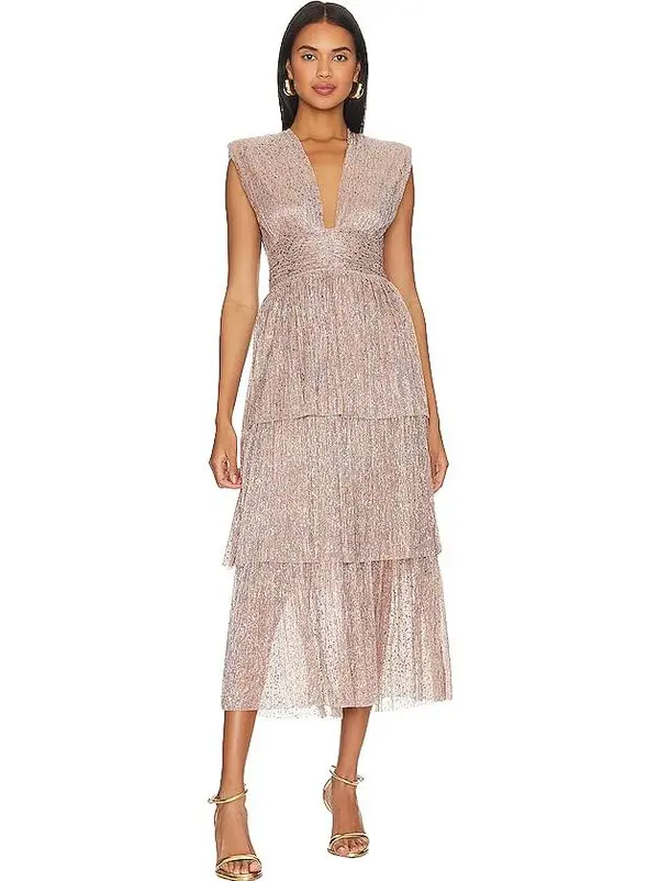 SABINA MUSAYEV Bonita Metallic Dress - Peach Bronze