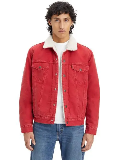 LEVI'S Type Iii Sherpa Trucker Jacket - Red Worn In