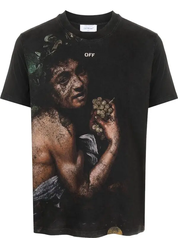 Off-White Bacchus-print Cotton T-shirt - Black