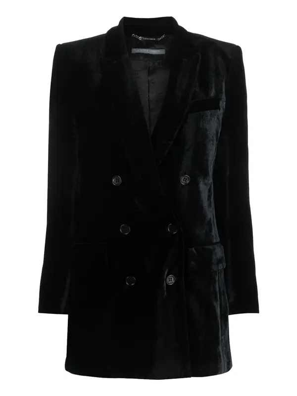 Alberta Ferretti Double-breasted Velvet Blazer - Black