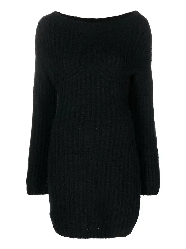 Dsquared2 Off-shoulder Knitted Minidress - Black