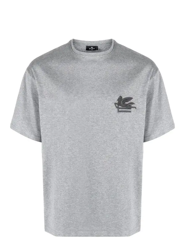 Etro Pegaso-embroidered Cotton T-shirt - Grey