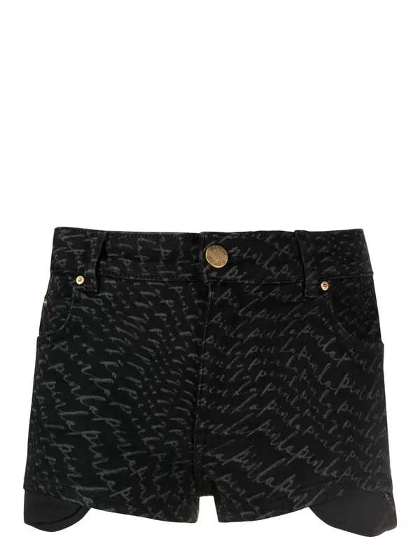 Pinko Logo-print Denim Shorts - Black