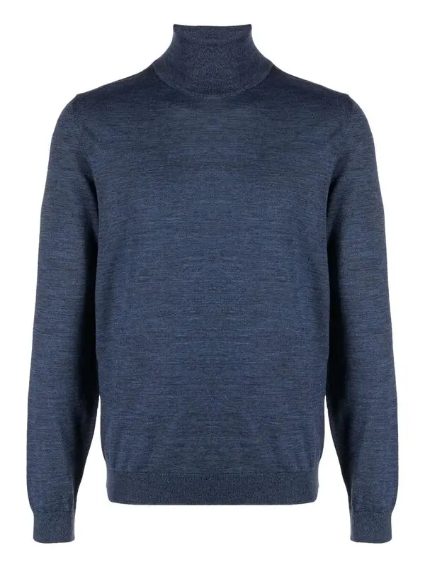 BOSS Roll-neck Virgin Wool Jumper - Blue