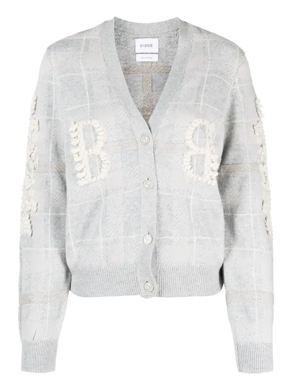 BARRIE Logo-embossed Cashmere Cardigan - Grey