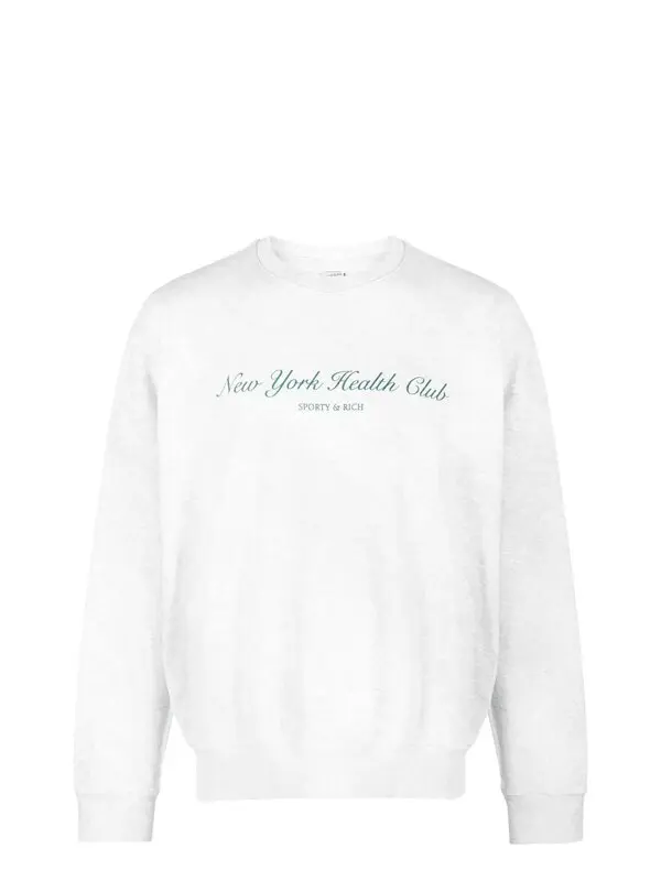 SPORTY & RICH Logo-print Crew-neck Sweatshirt - Grey