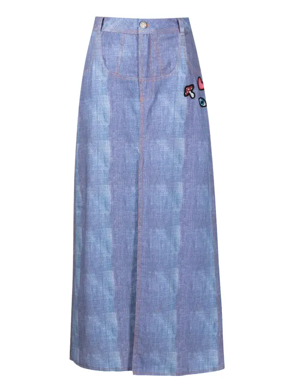 AMIR SLAMA Patch-detail Denim Skirt - Blue