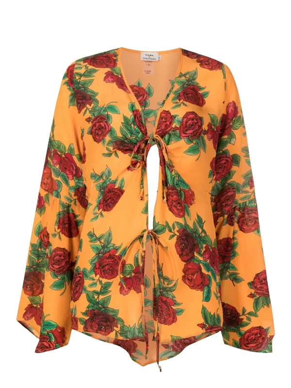 AMIR SLAMA Rose-pattern Blouse - Orange