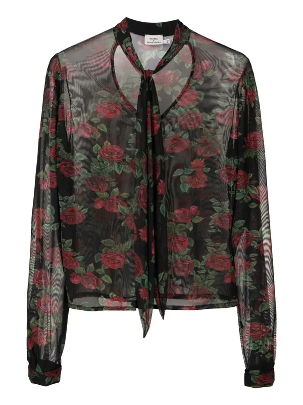 AMIR SLAMA Floral Blouse - Black