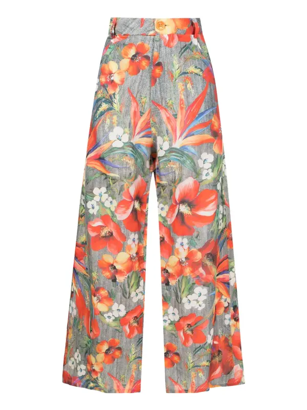 AMIR SLAMA Floral-print Wide Leg Trousers - Multicolour