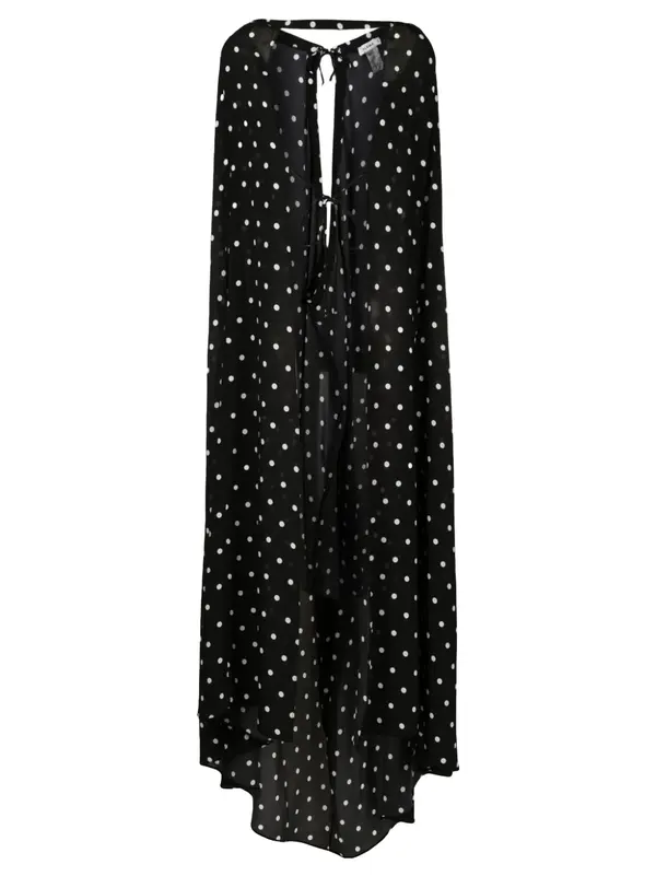 AMIR SLAMA Polka-dot Print Silk Cape - Black